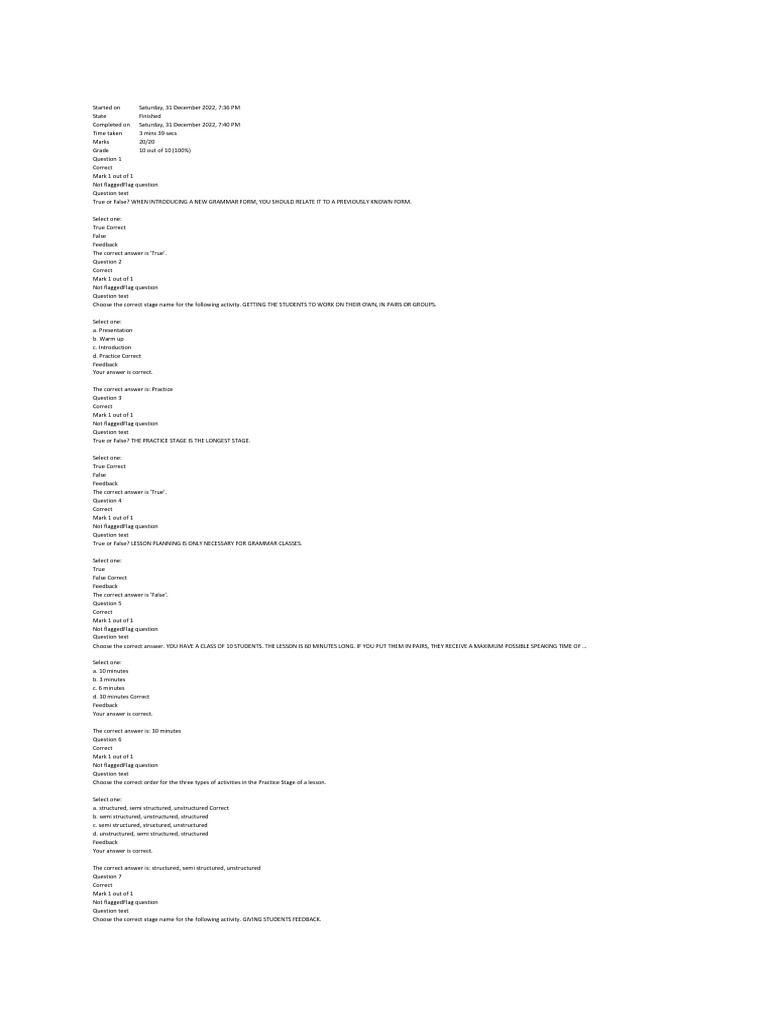 TEFL mODULE 2 QUIZ | PDF | Linguistics | Cognitive Science