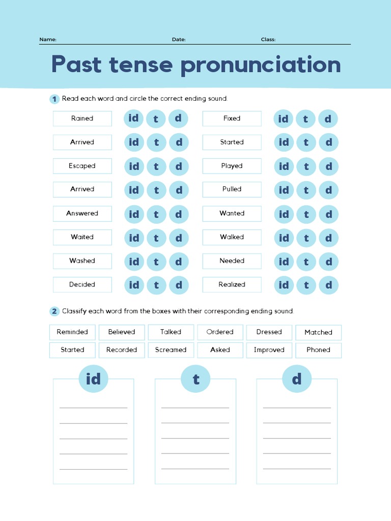 Simple Past Tense Pronunciation Regular Verbs | PDF