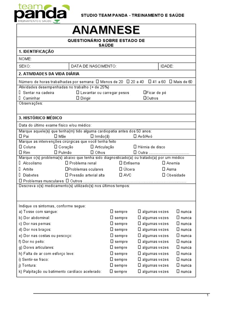 Anamnese-Adulto Abcdpdf PDF para Word | PDF | Dor | Diabetes