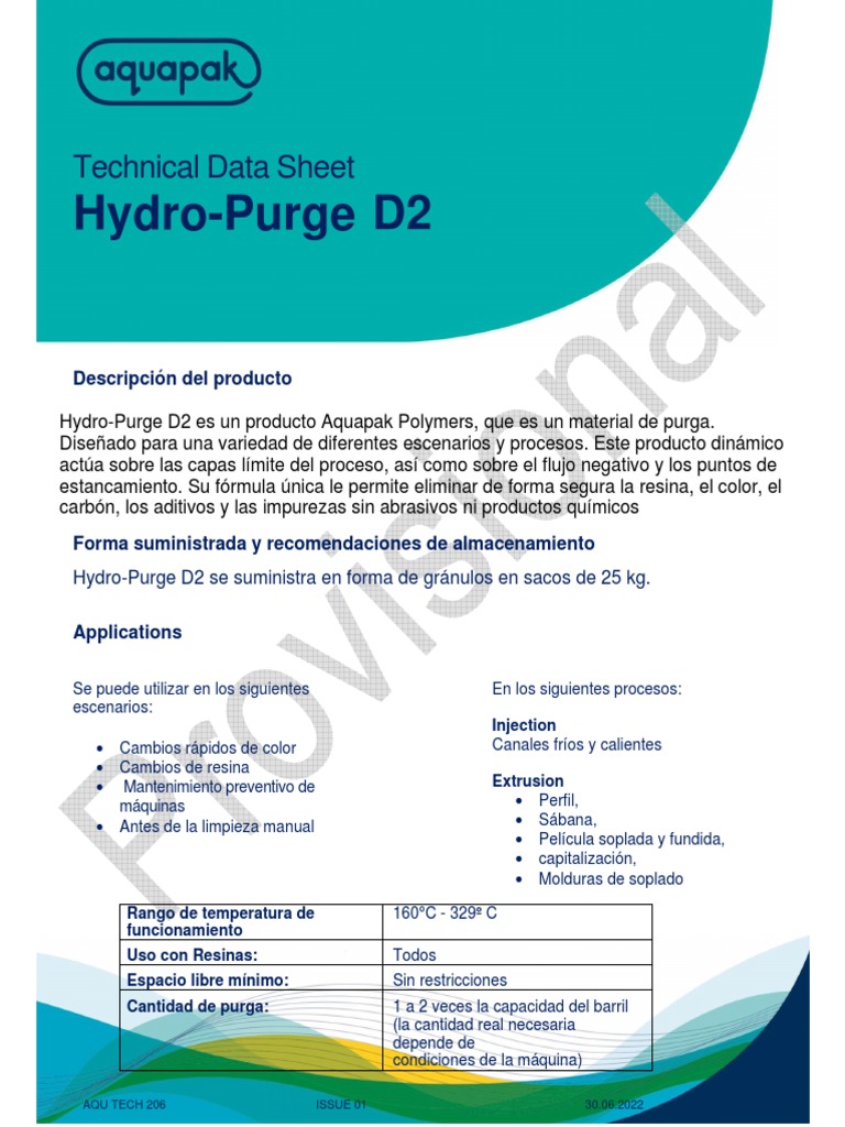 Technical Data Sheet Hydro-Purge D2 | PDF | Usuario (informática) | Conocimiento