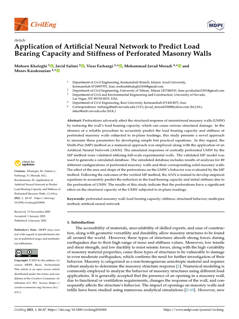 Application of Artificial Neural Network To Predict Load Bearing ... Application of Artificial Neural Network To Predict Load Bearing ...