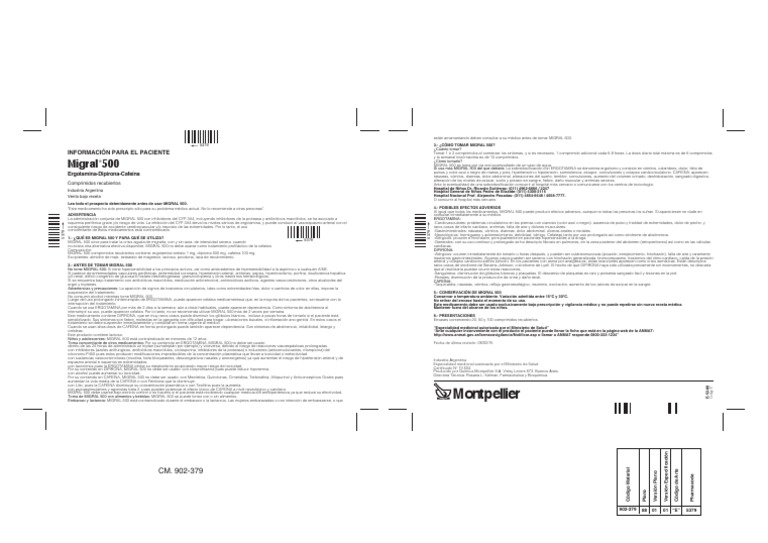 Ipp - Migral 500 Comp | PDF | Dolor de cabeza | Medicamentos con receta