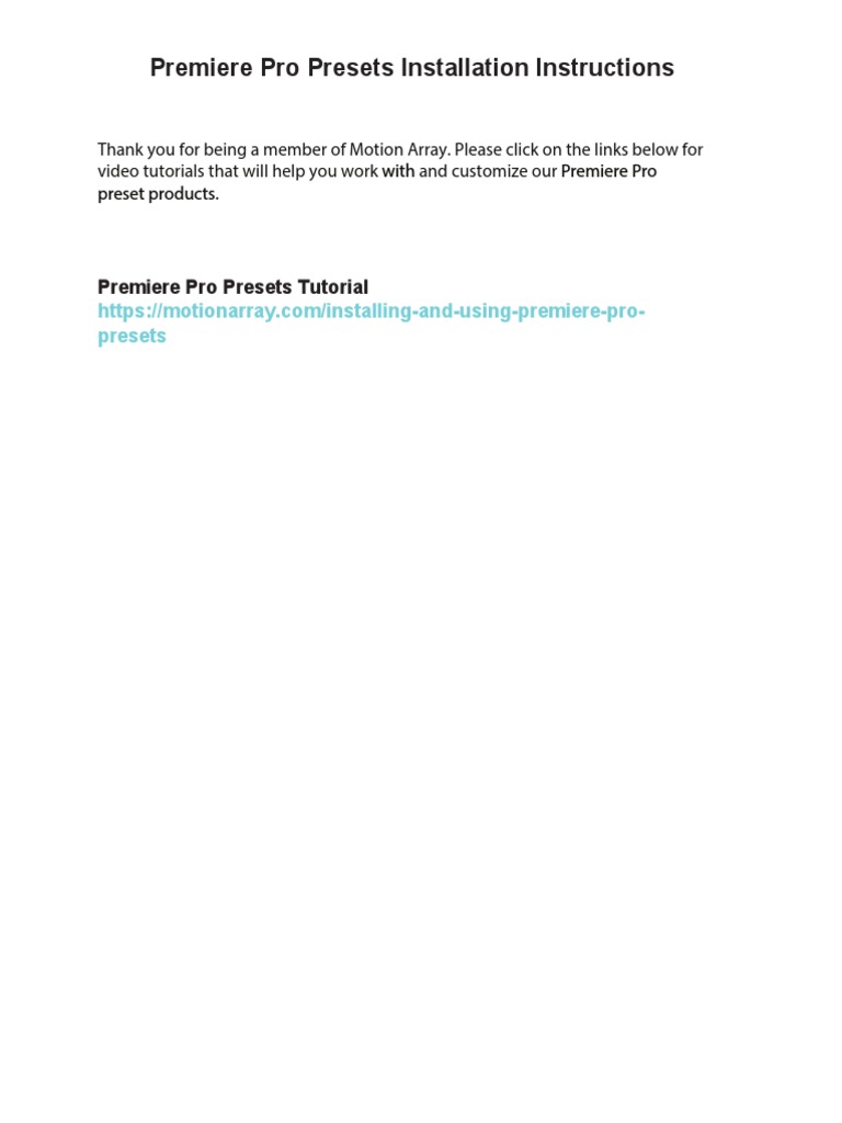 Premiere Pro Presets Instructions | PDF | Business | Computers