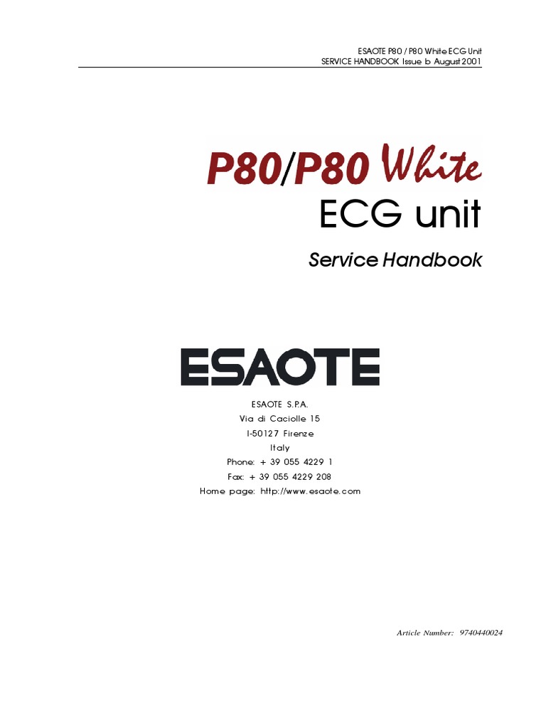 ESAOTE P80 ECG Service Handbook | PDF | Electrocardiography ...