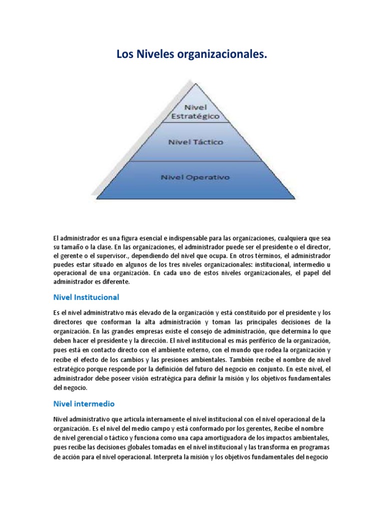 Los Niveles Organizacionales | PDF | Business