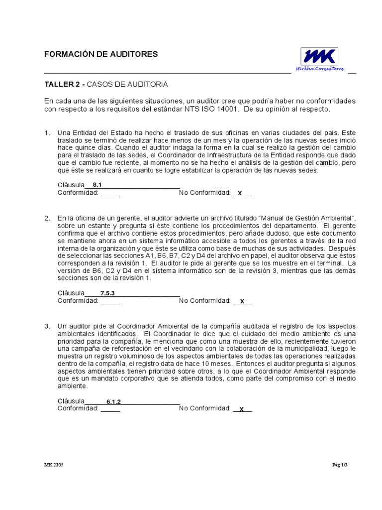 Taller 2 IntAud ISO 14k 2305-Desbloqueado | PDF | Contralor | Entorno ...