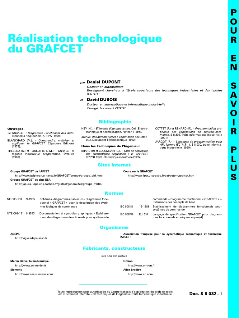 Réalisation technologique du GRAFCET | PDF | Informatique | Programmation informatique