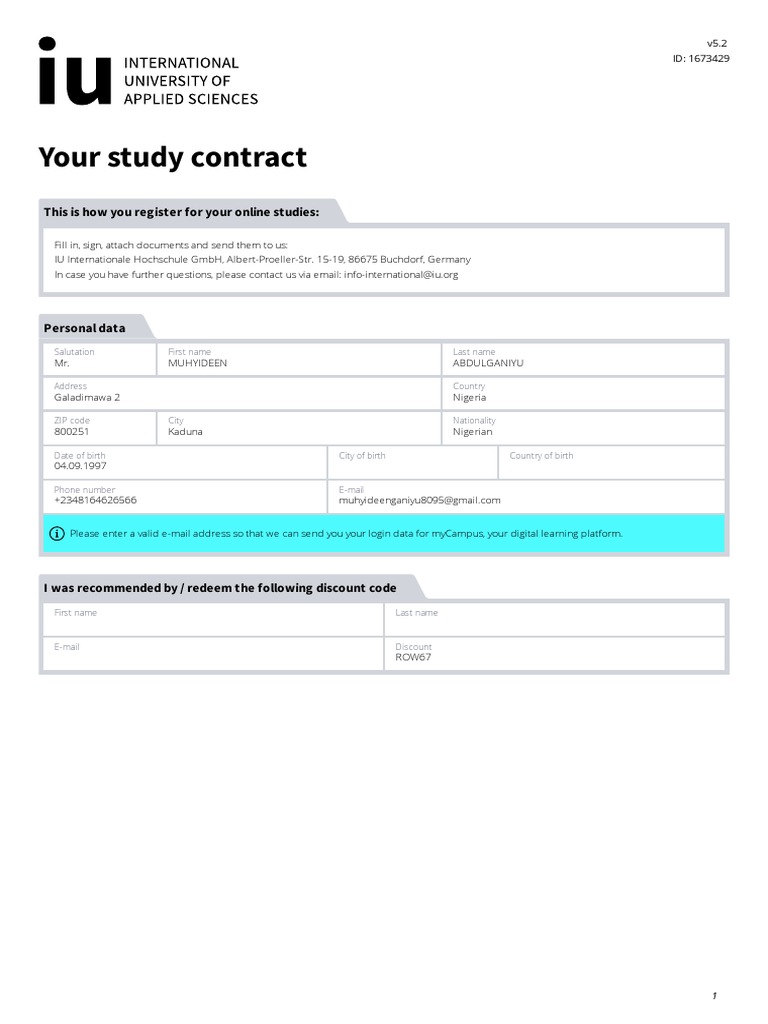 Application Contract Download | PDF | Academic Degree | Legal Liability