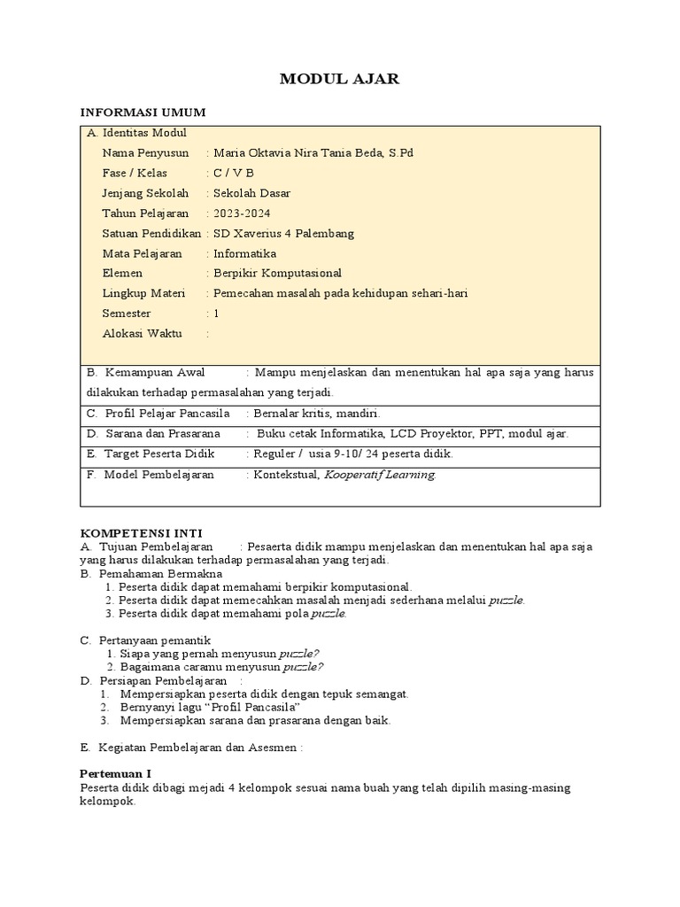 LK Modul Ajar Informatika | PDF