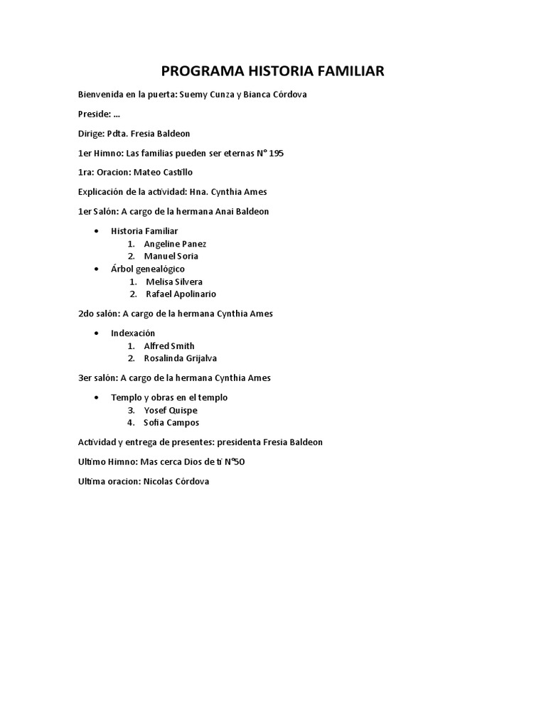 Programa Historia Familiar | PDF
