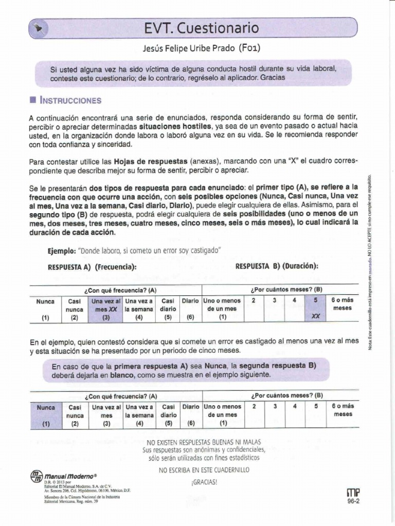 EVT Cuestionario Violencia Laboral | PDF