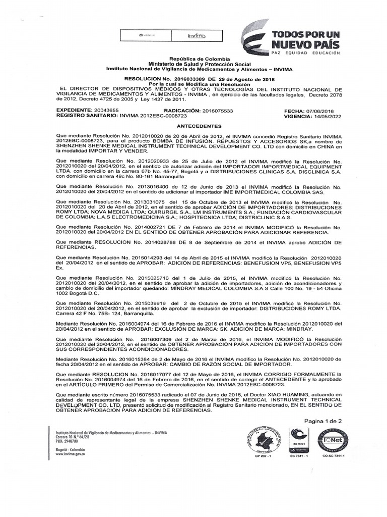 Invima Mindray VP3 | PDF