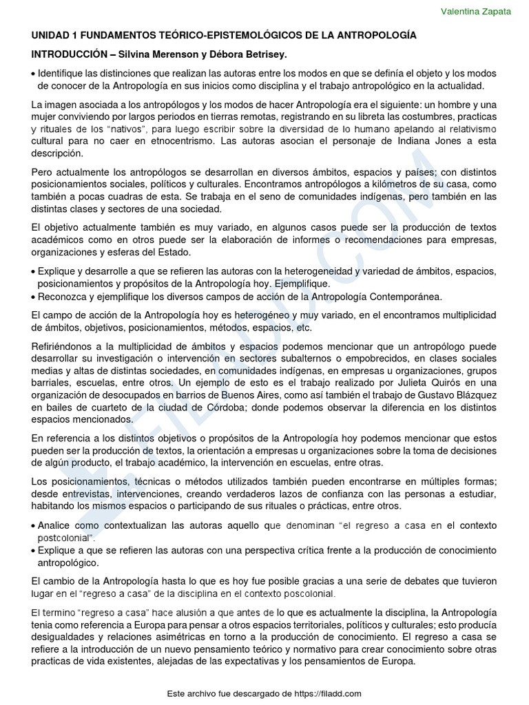 Preguntas Resumen Antropologia | PDF | Antropología | Etnografía