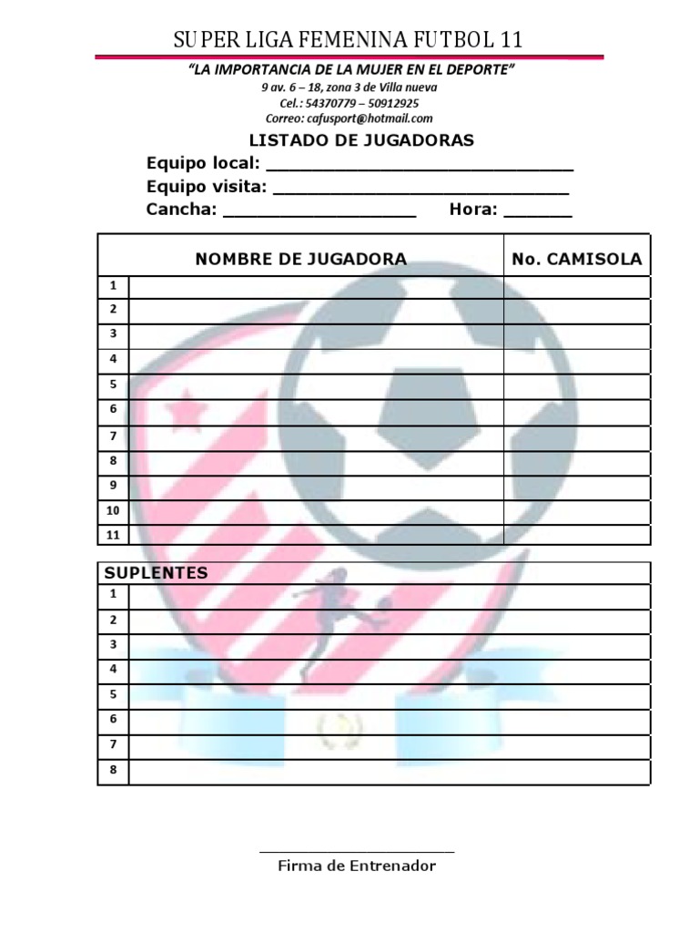 Listado de Jugadoras | PDF