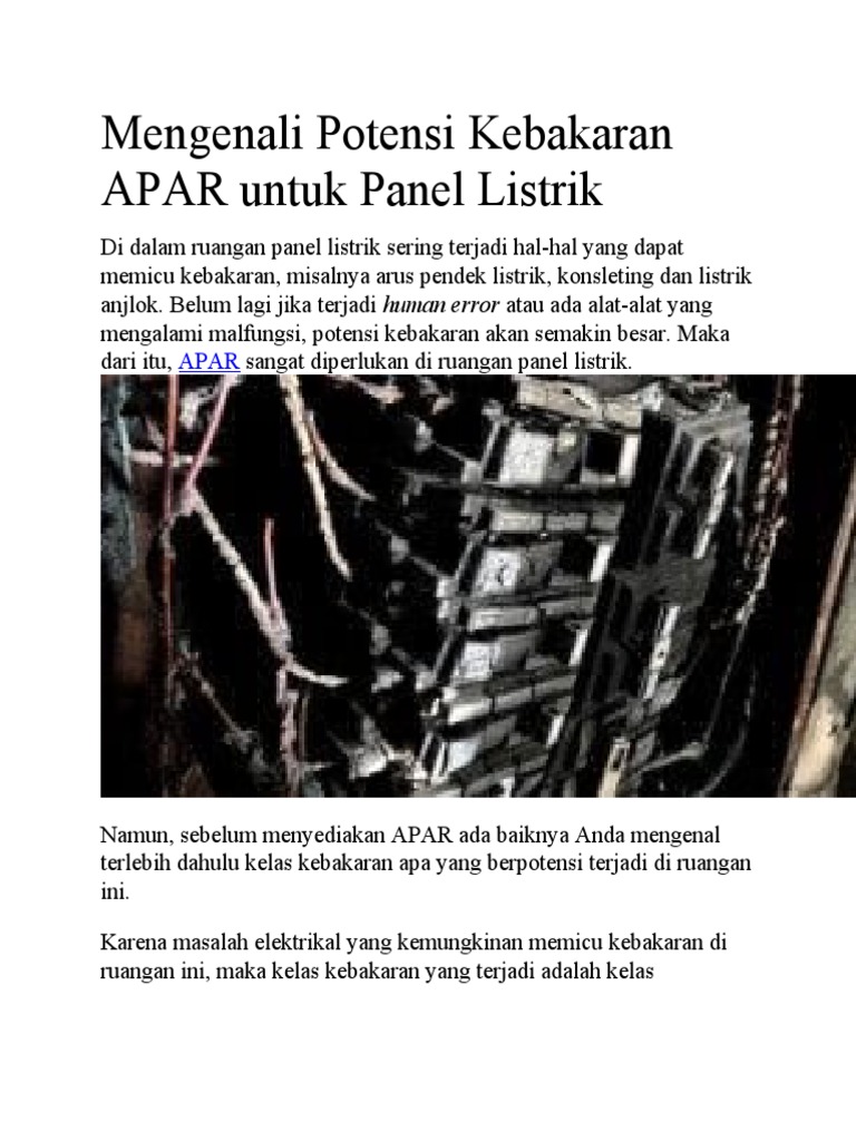 Mengenali Potensi Kebakaran APAR Untuk Panel Listrik | PDF