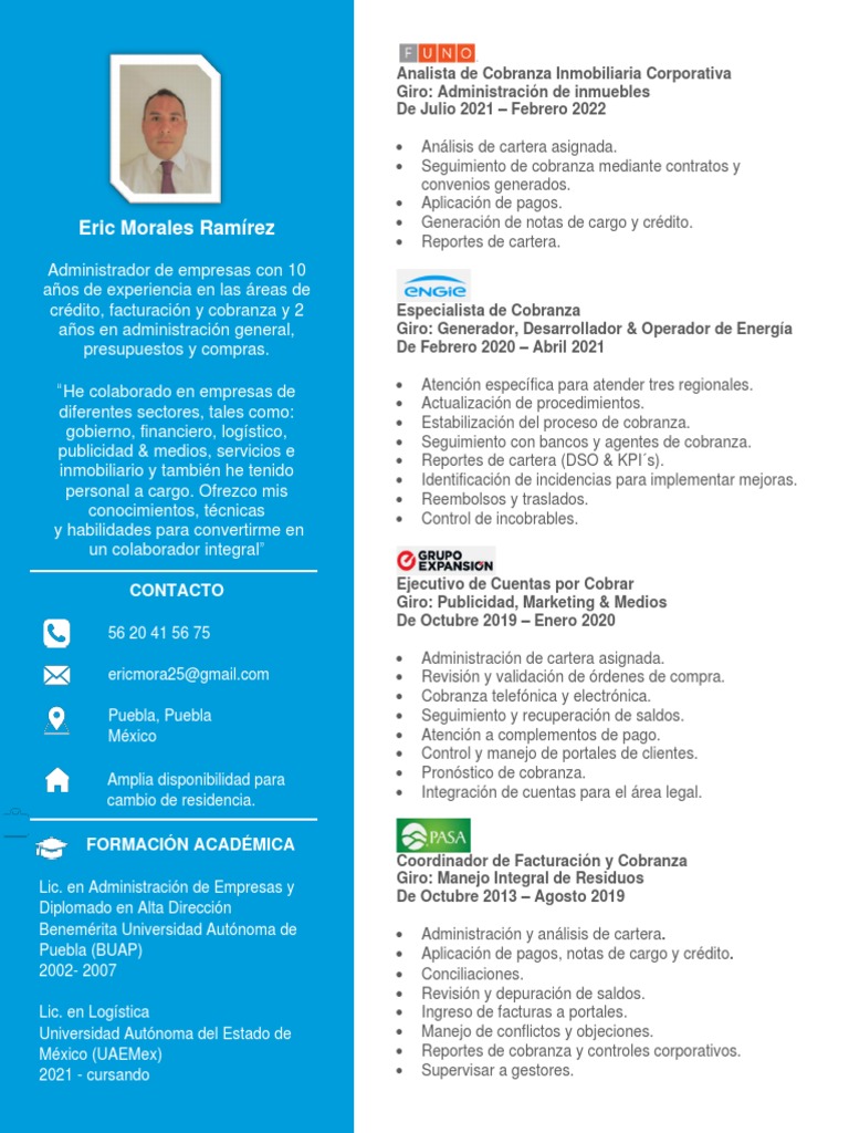 CV Lae Eric Morales Ramirez | PDF | Presupuesto | Business