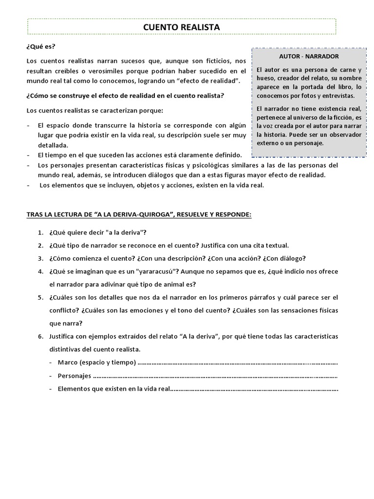 Cuento Realista | PDF | Cuentos