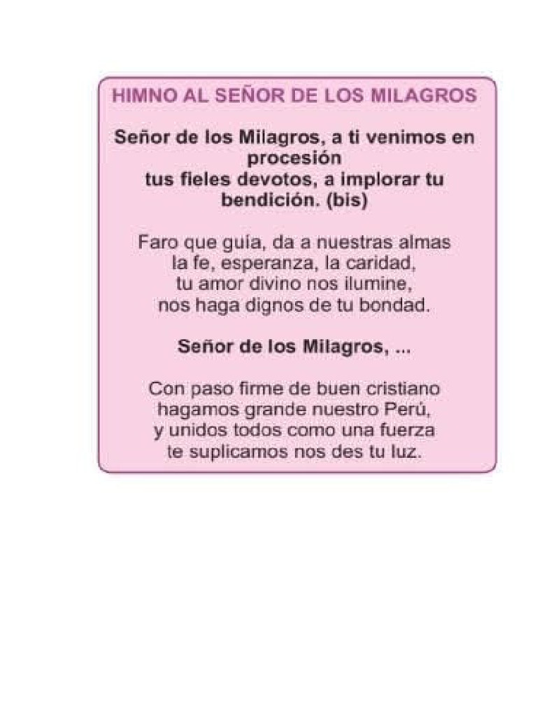 Himno Del Señor de Los Milagros | PDF