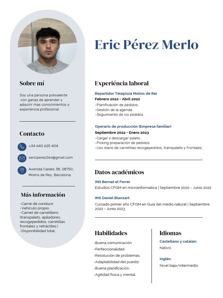 CV Eric COMPLETO Con Carnet Carretilla | PDF