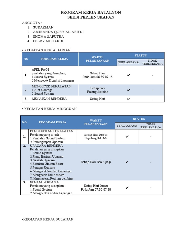 Program Kerja Seksi Perlengkapan | PDF