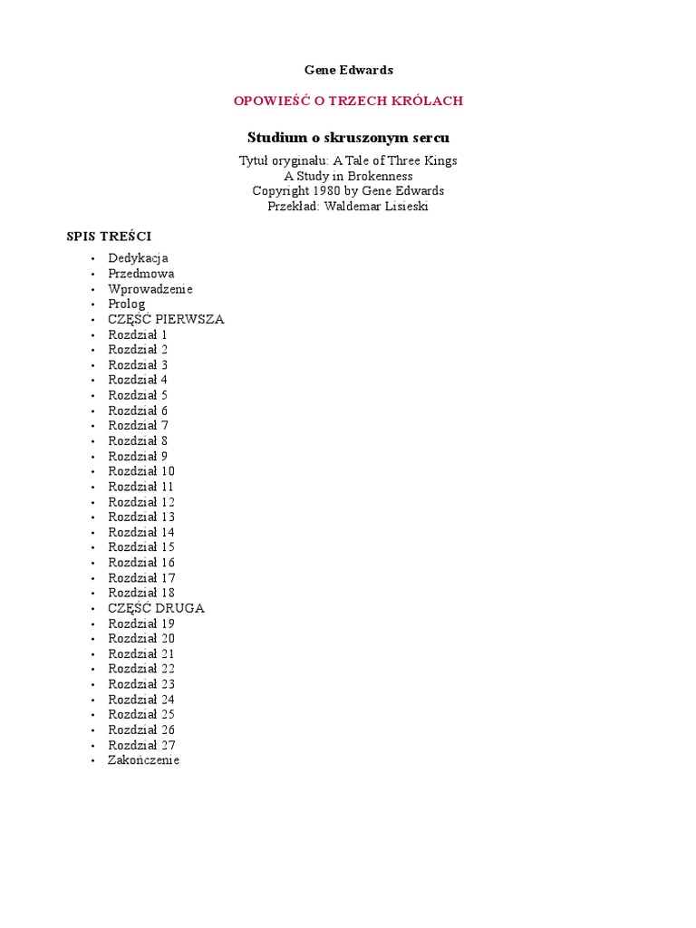 Gene Edwards Opowieść o Trzech Królach Studium o Skruszonym Sercu 1980 ...