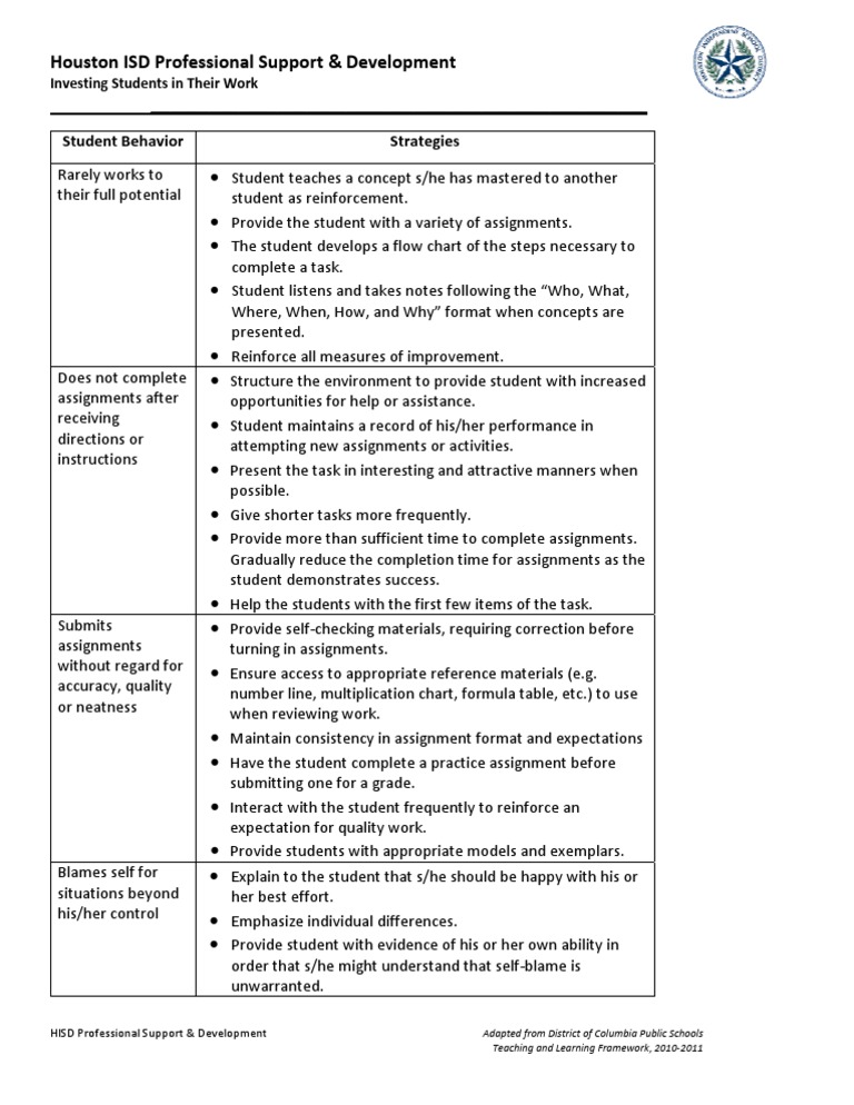 Houston ISD Student Support Strategies | PDF | Career & Growth