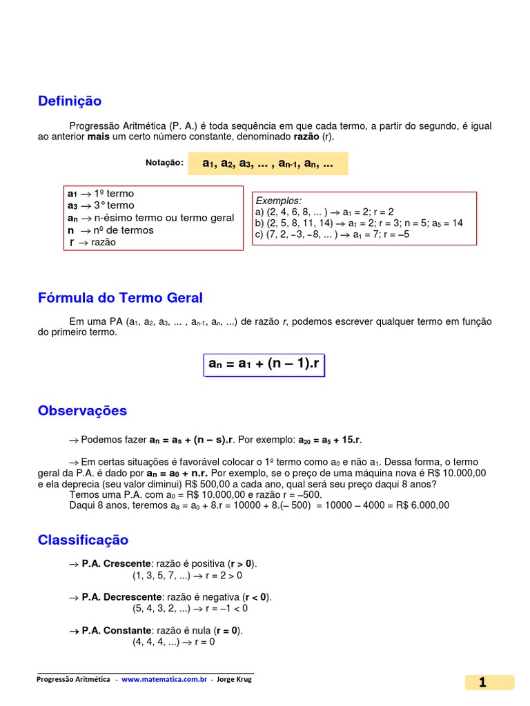 PA Resumo | PDF | Sequência | Matemática