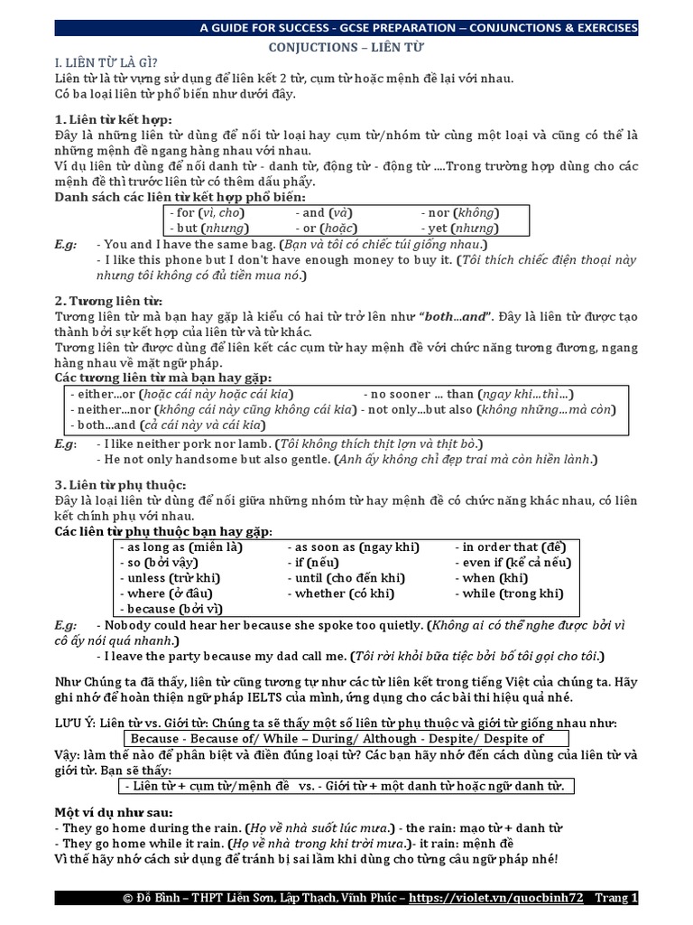 CONJUNCTIONS Lien Tu | PDF