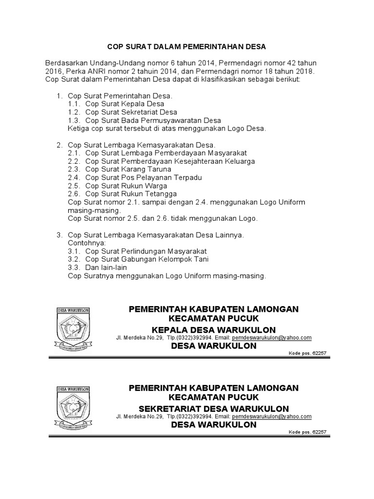 Cop Surat Di Desa | PDF
