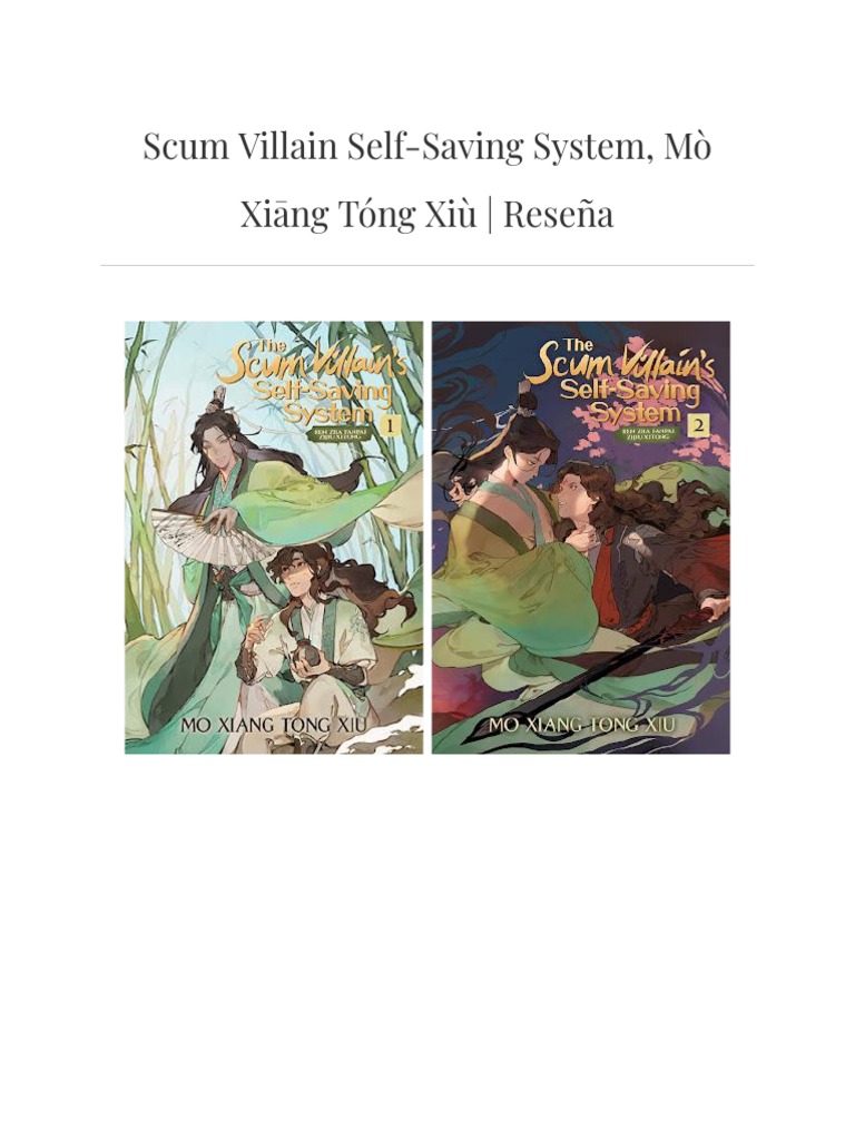 Scum Villain Self-Saving System, Mò Xiāng Tóng Xiù - Reseña | PDF | Novelas | Amor