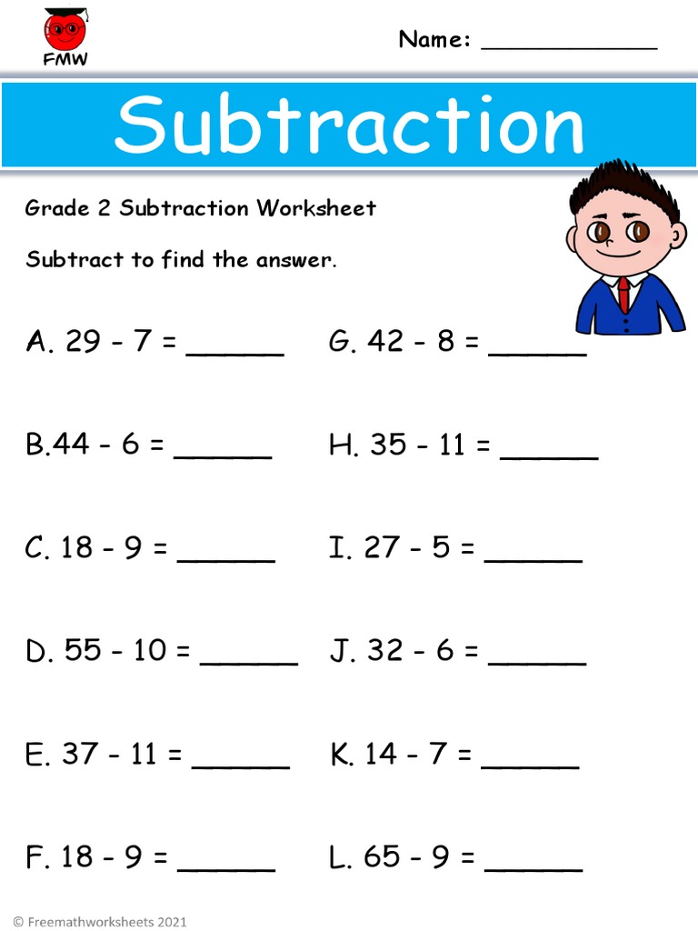 Grade 2 Subtraction With Numbers Worksheet 1 | PDF | Teaching Methods ...