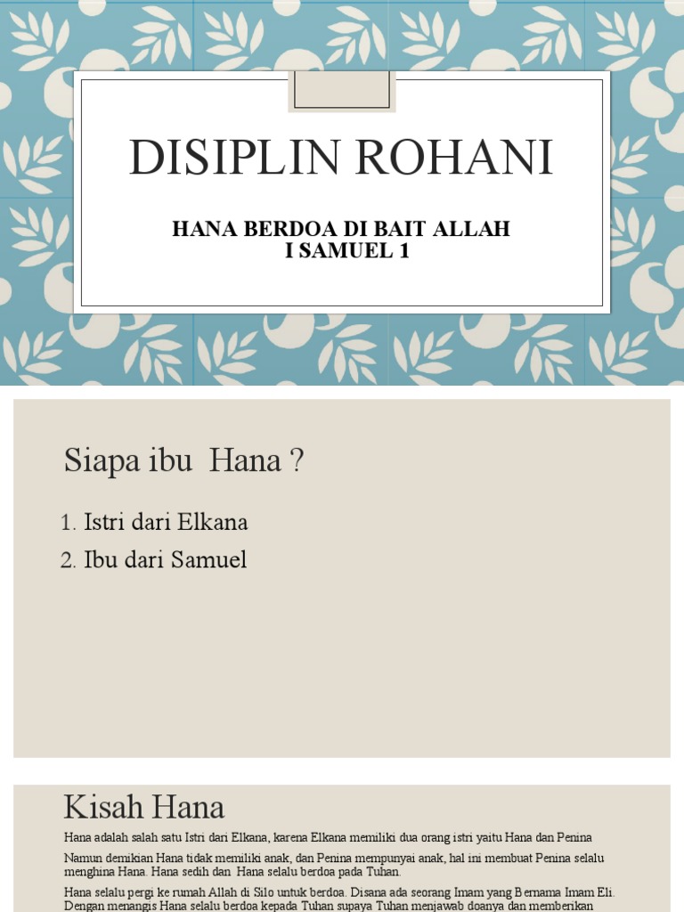 Presentasi Disiplin Rohani Hana Berdoa Di Bait Allah | PDF