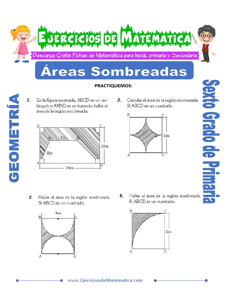 Ejercicios de Areas Sombreadas para Sexto de Primaria | PDF