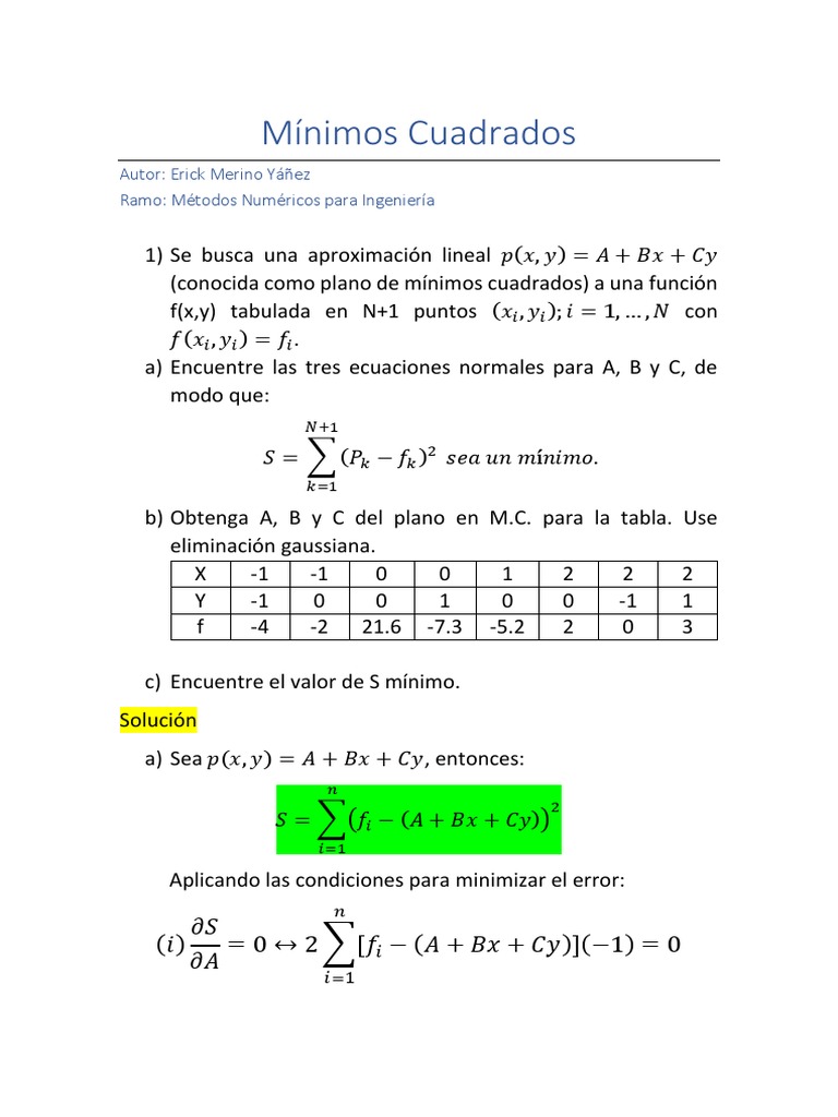 Mínimos Cuadrados | PDF | Mínimos cuadrados | Matemáticas