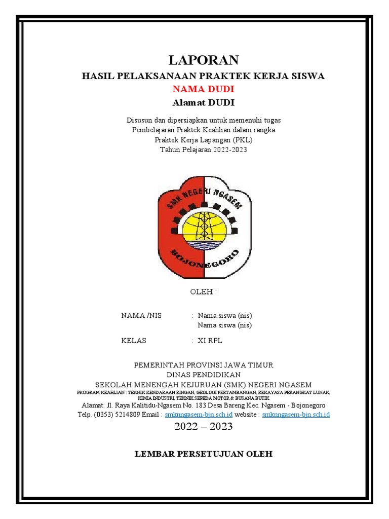 Contoh Laporan PKL Jur RPL 2022 2023 | PDF