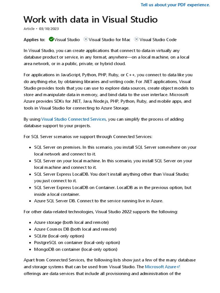 Visualstudio Data Tools Vs 2022 | PDF | Entity Framework | Microsoft Sql Server