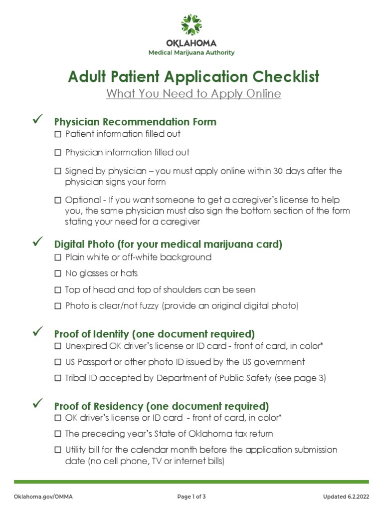 Patient Application Checklist | PDF | Identity Document