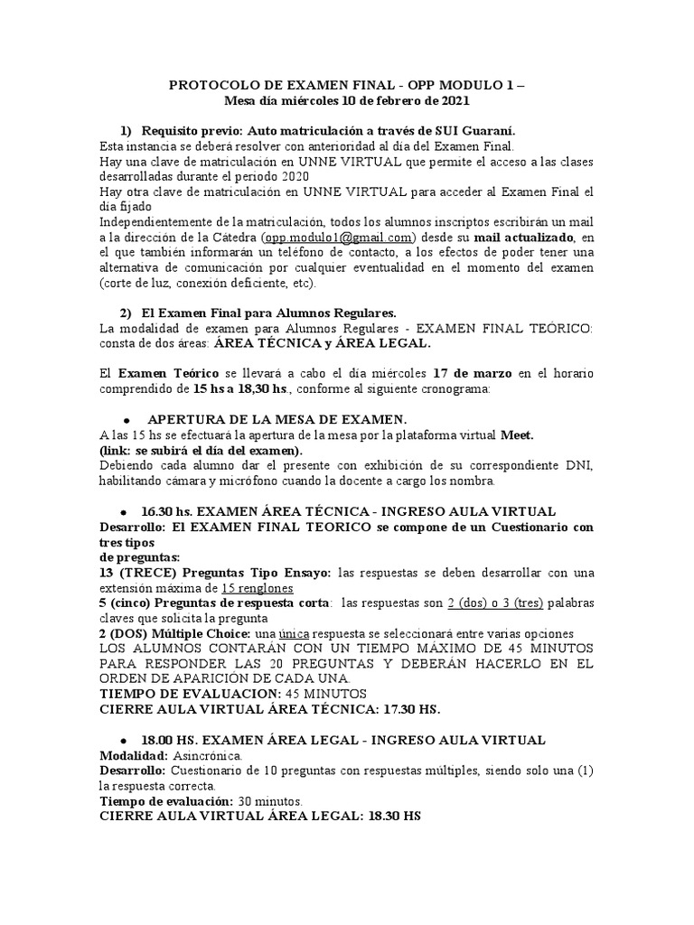 Pro. Exa. Final - Opp. M1 (17-3-2021) | PDF