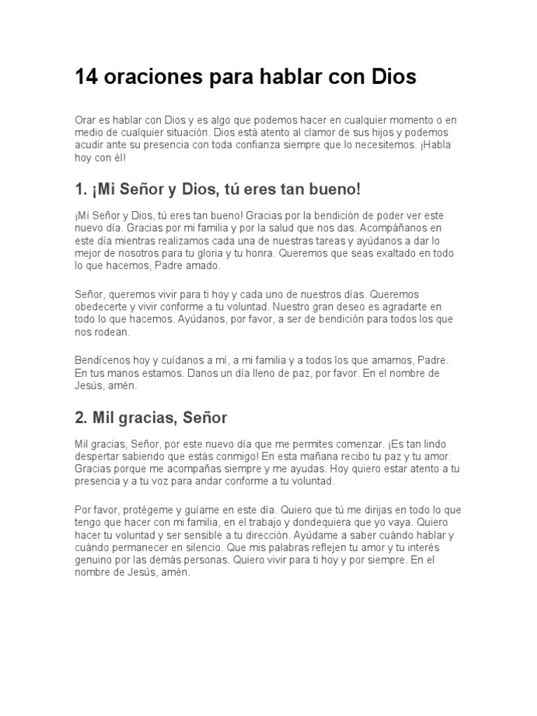 14 Oraciones para Hablar Con Dios | PDF | Oración | orador del Señor