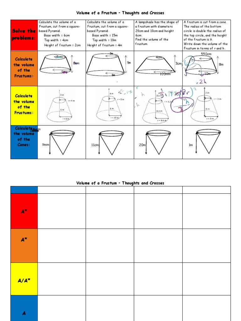 Volume of Frustums Thoughts and Crosses | PDF