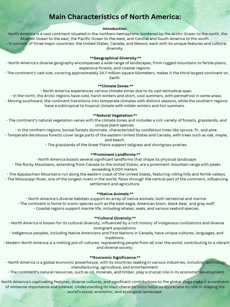 Summary of South America I | PDF | Forests | North America