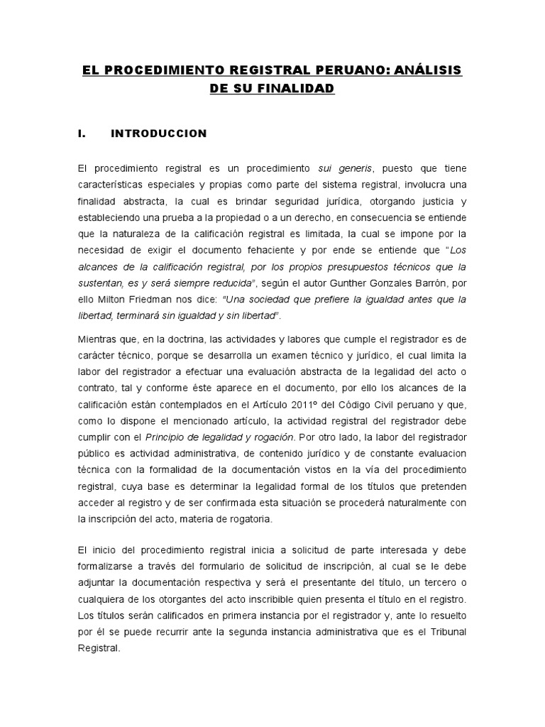 El Procedimiento Registral Peruano | PDF | Justicia | Crimen y violencia