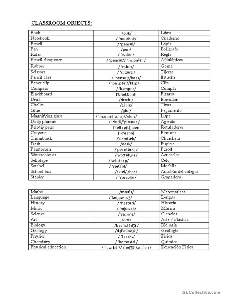 School Objects | PDF