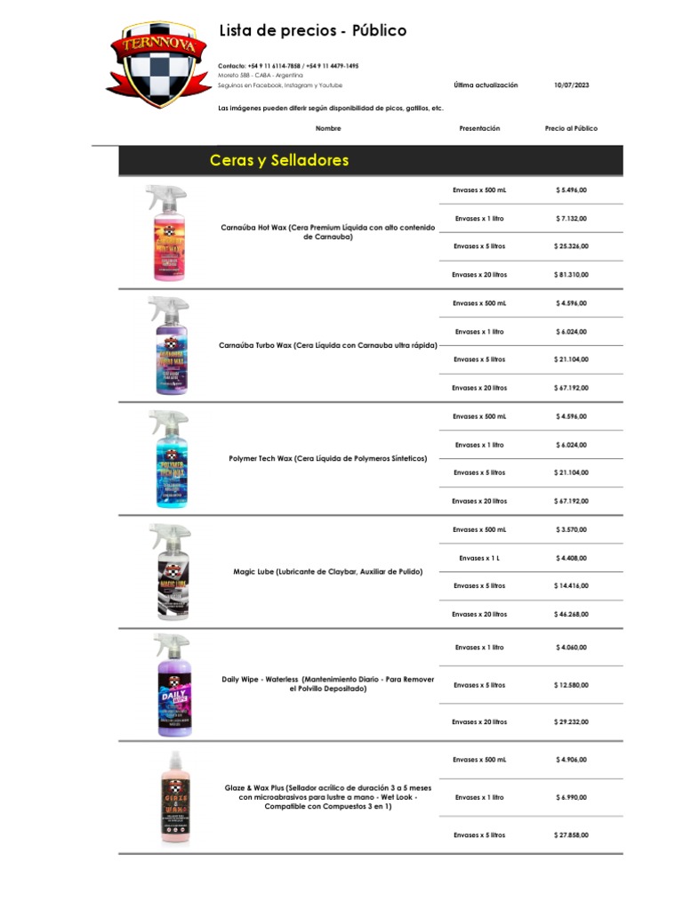 Lista de Precios PUBLICO 10 07 2023 | PDF | Ligero | Arco iris