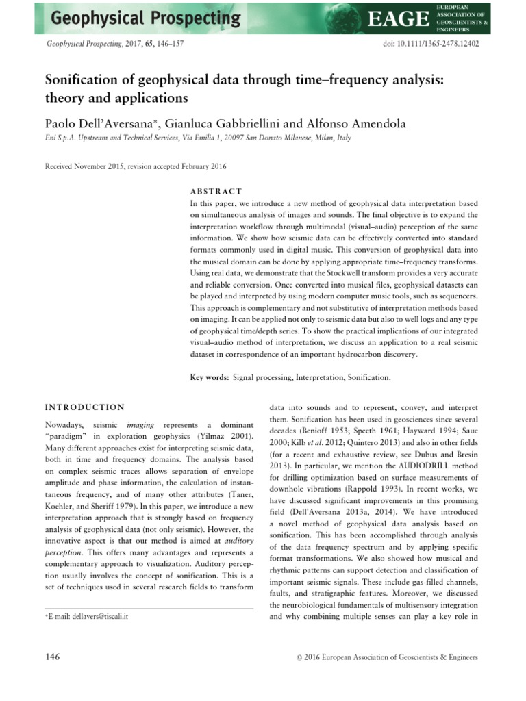 Dellaversana Sonification of Geophysical | PDF | Wavelet | Fourier Transform