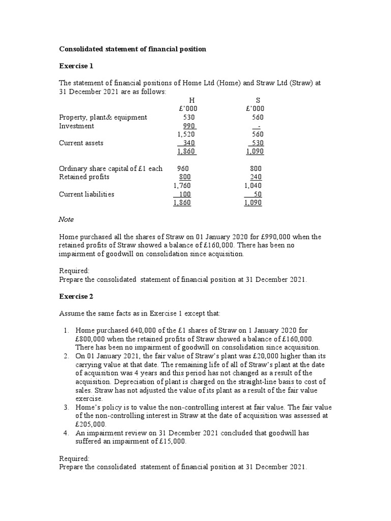 Lecture 4 Exercises Sofp 1 | PDF | Balance Sheet | Book Value