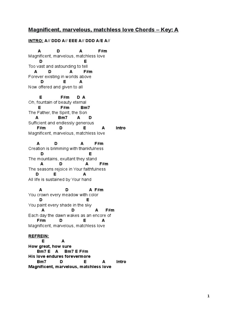 Magnificent Love Chords in Key A | PDF | Christian Denominational ...