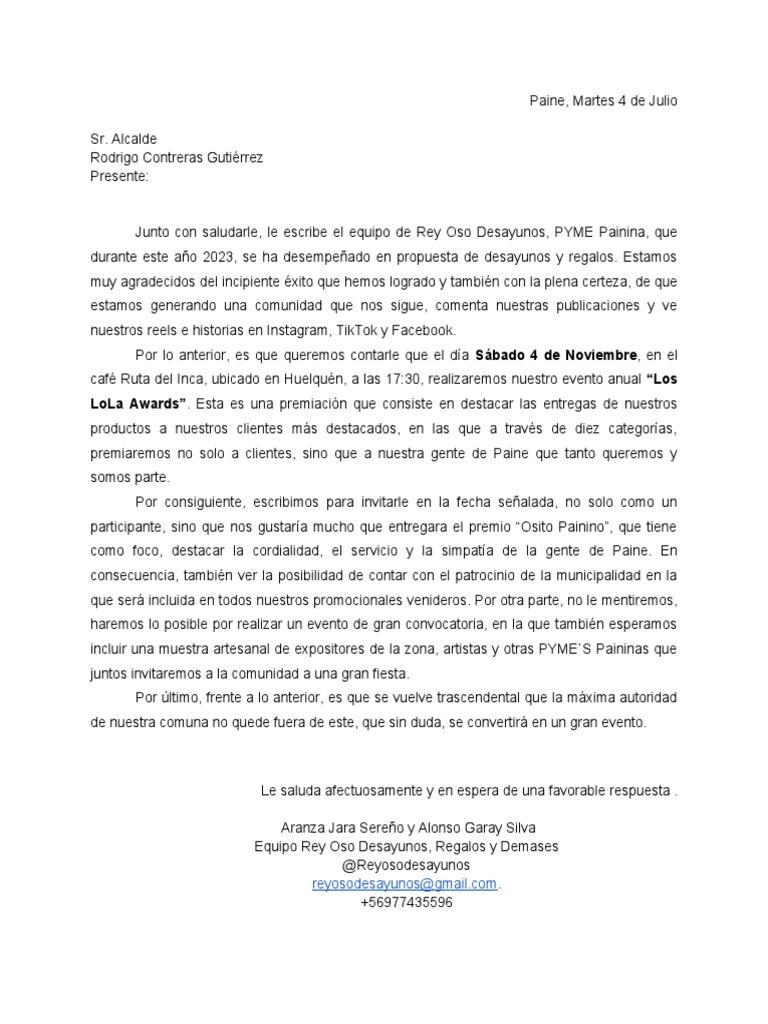 Carta Alcalde | PDF