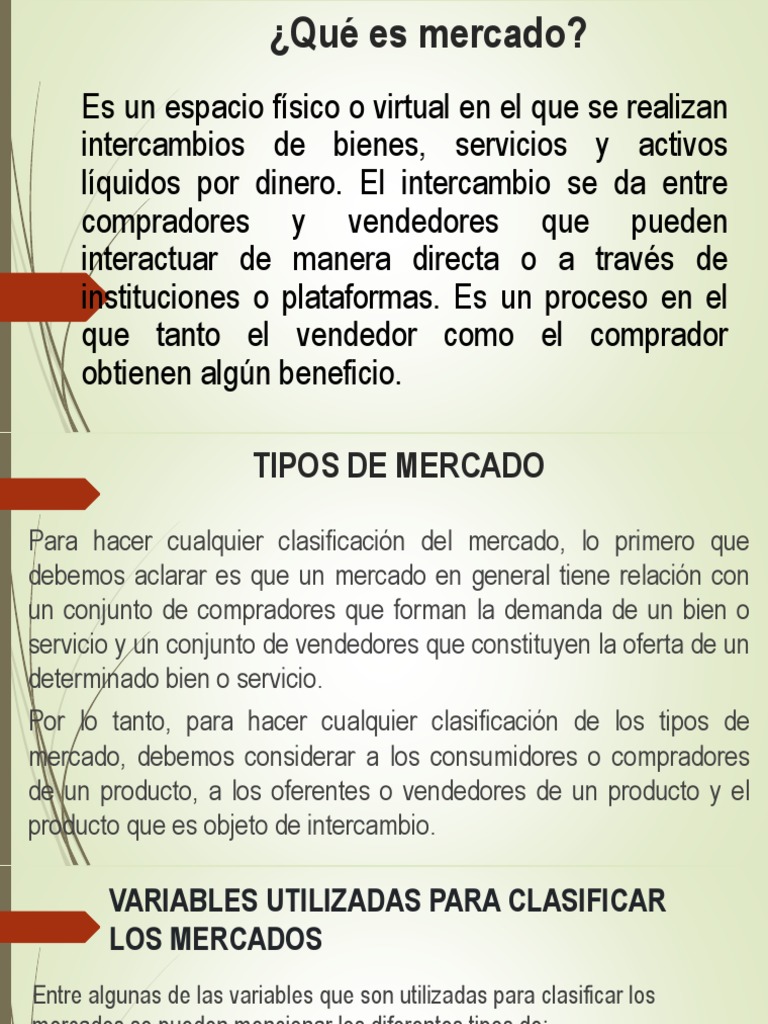 Mercado y Sus Tipos | PDF | Mercado (economía) | Producto (Negocio)