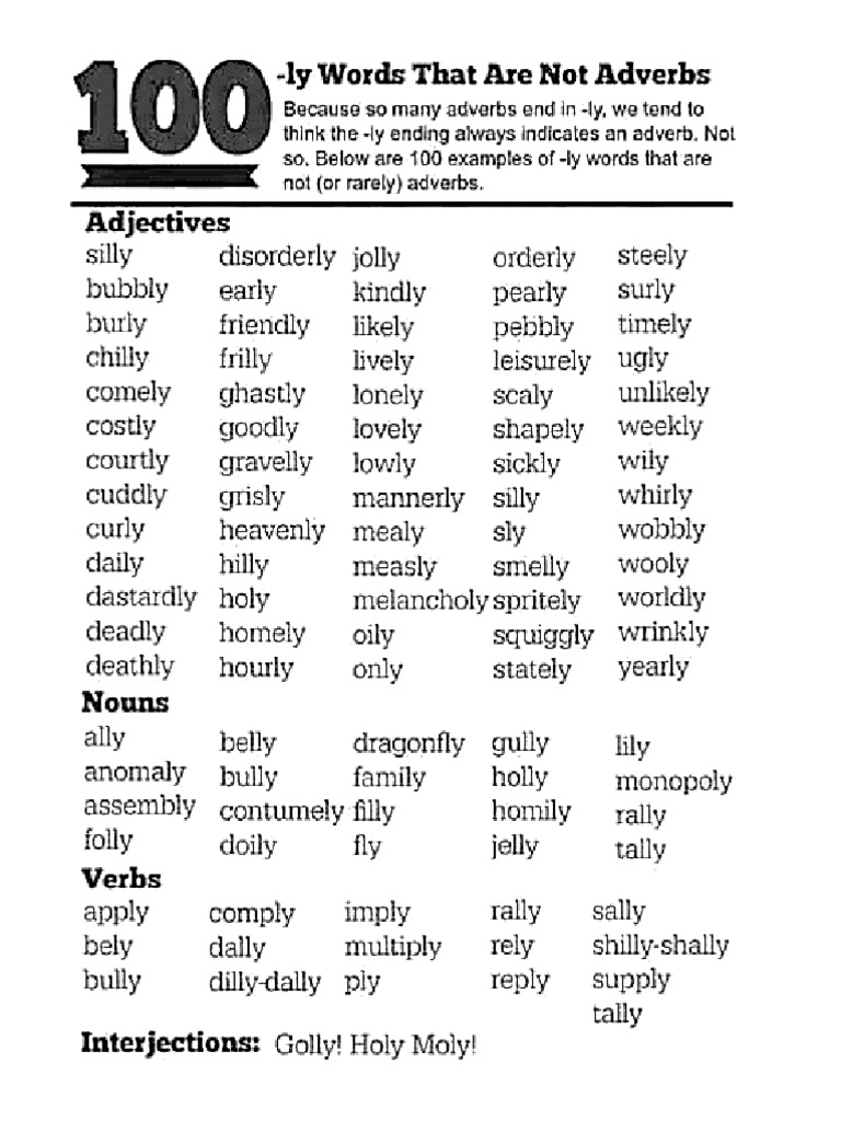 100 Word Ly List | PDF